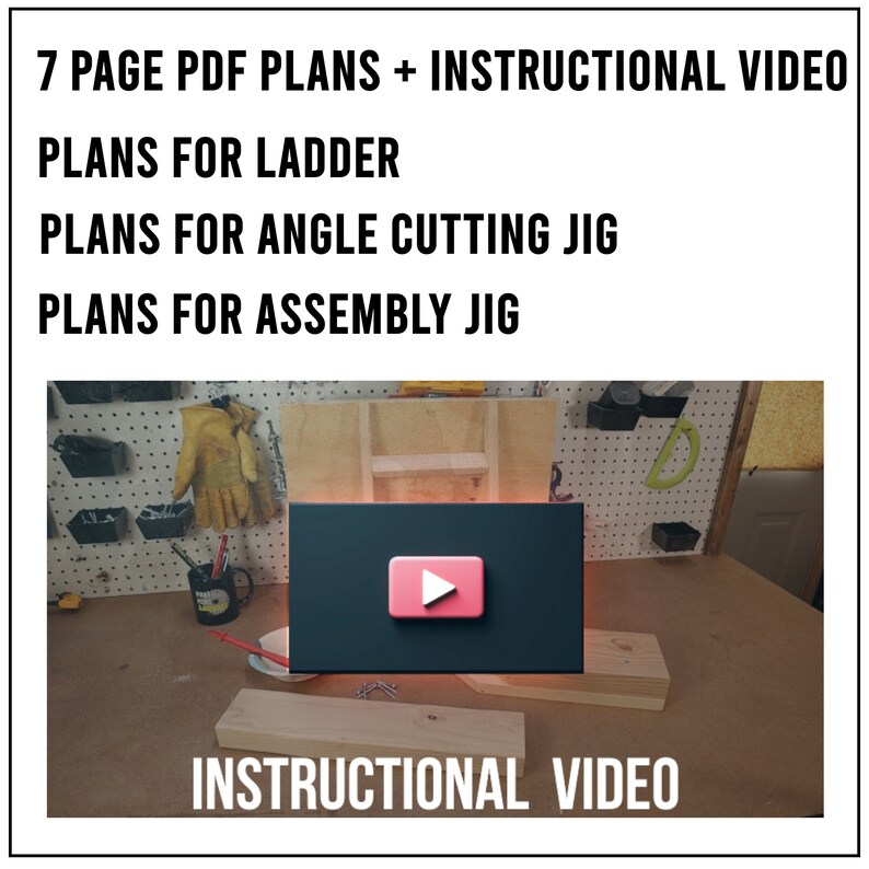 Planos de carpintería, escalera para paños de cocina, planos en PDF con vídeo instructivo, 3 ...
