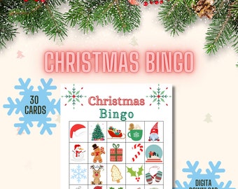 Christmas Bingo Cards, 30 Unique Bingo Cards, Printable Christmas Bingo ...