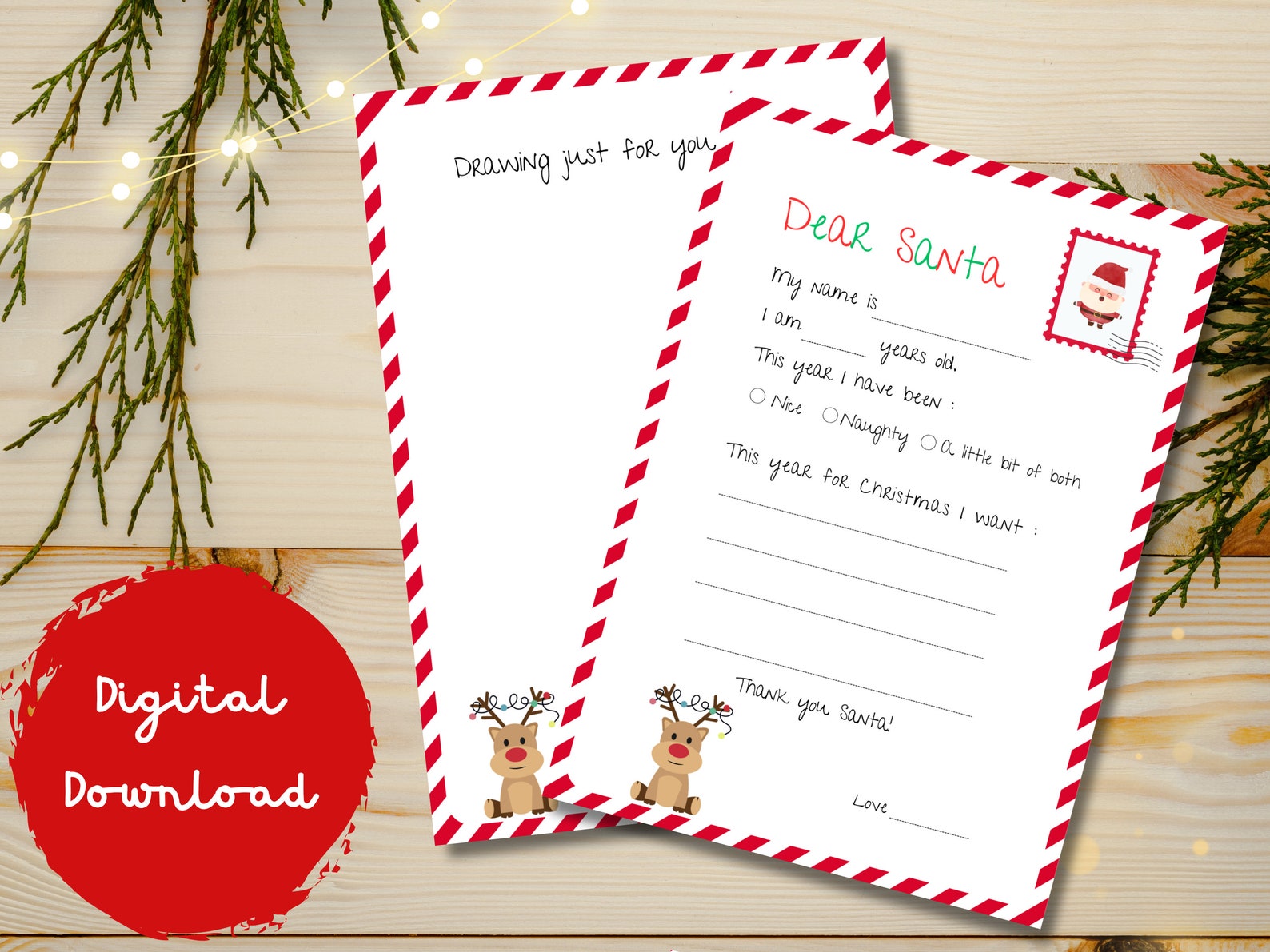 Printable Letter to Santa,drawing to Santa,christmas Santa Letter,kids ...