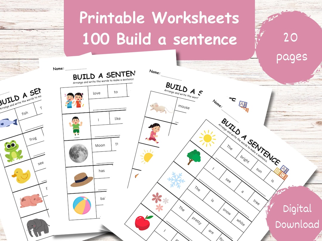 100 Build the Sentence Worksheets, Printable Sentences Writing Practice ...