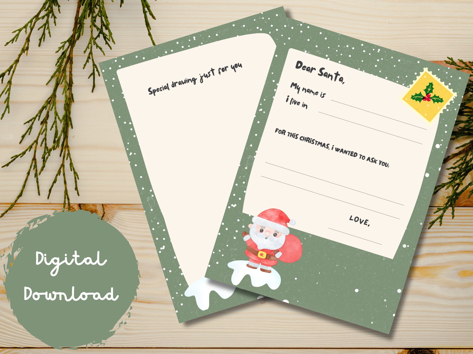 Printable Letter to Santa,drawing to Santa,christmas Santa Letter,kids ...