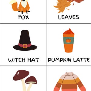 Fall Bingo Cards, 30 Bingo Cards, Printable Bingo Cards, Fall Activity ...
