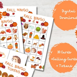 Fall Bingo Cards, 30 Bingo Cards, Printable Bingo Cards, Fall Activity ...