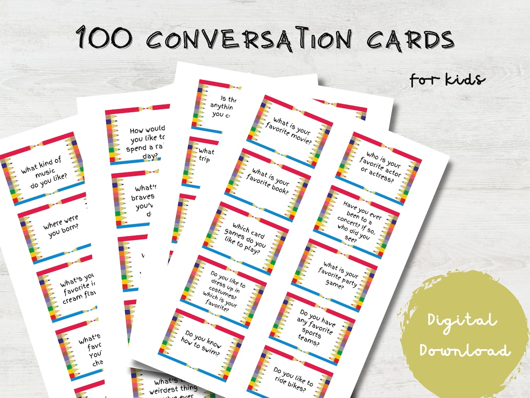 100 Conversation Cards,conversation Starter for Kids,conversation ...