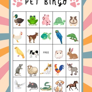 Pet Bingo Cards, 30 Bingo Cards, Printable Bingo Cards, Pet Activity ...