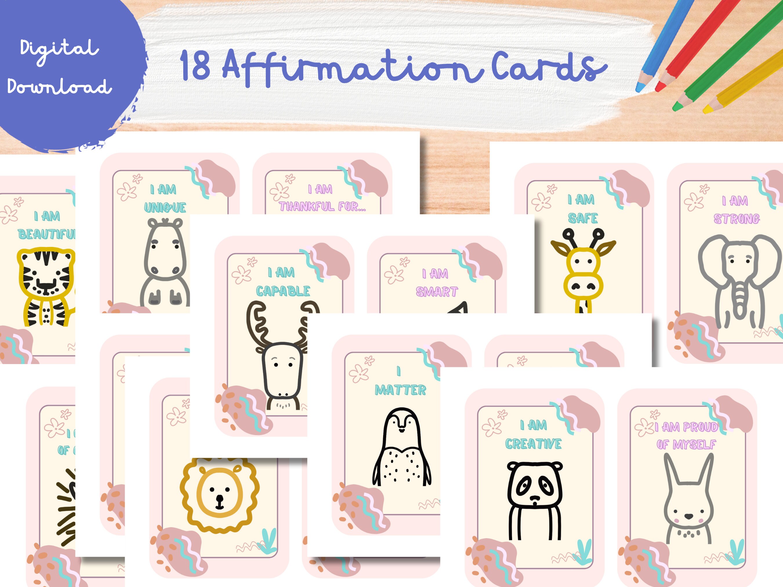 Affirmation Cards for Kids,printable Motivational Cards, Kids ...
