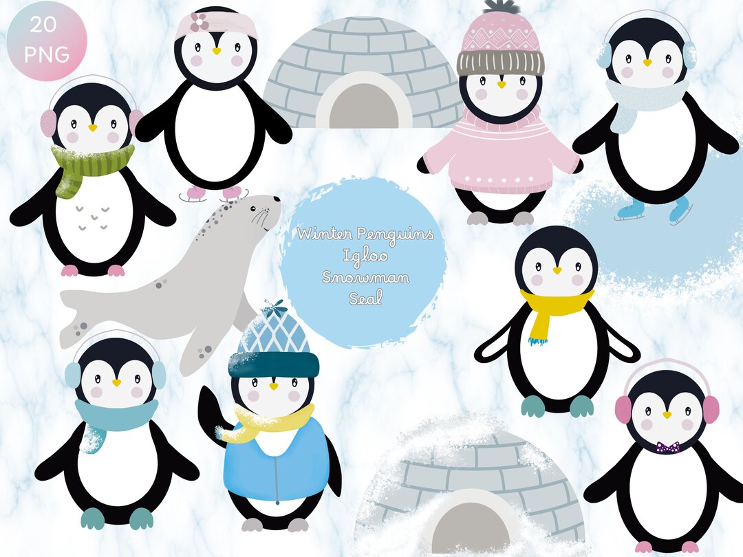 Winter Cute Penguins Clipart, Christmas Clipart, Cute Penguin Png ...