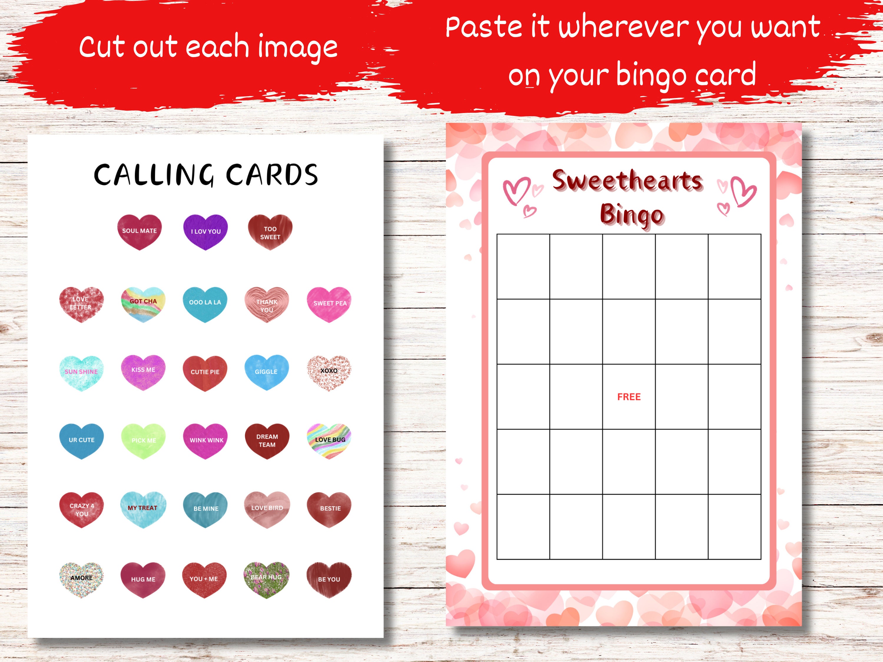 Sweethearts Bingo, Conversation Hearts Bingo, Valentines Bingo ...