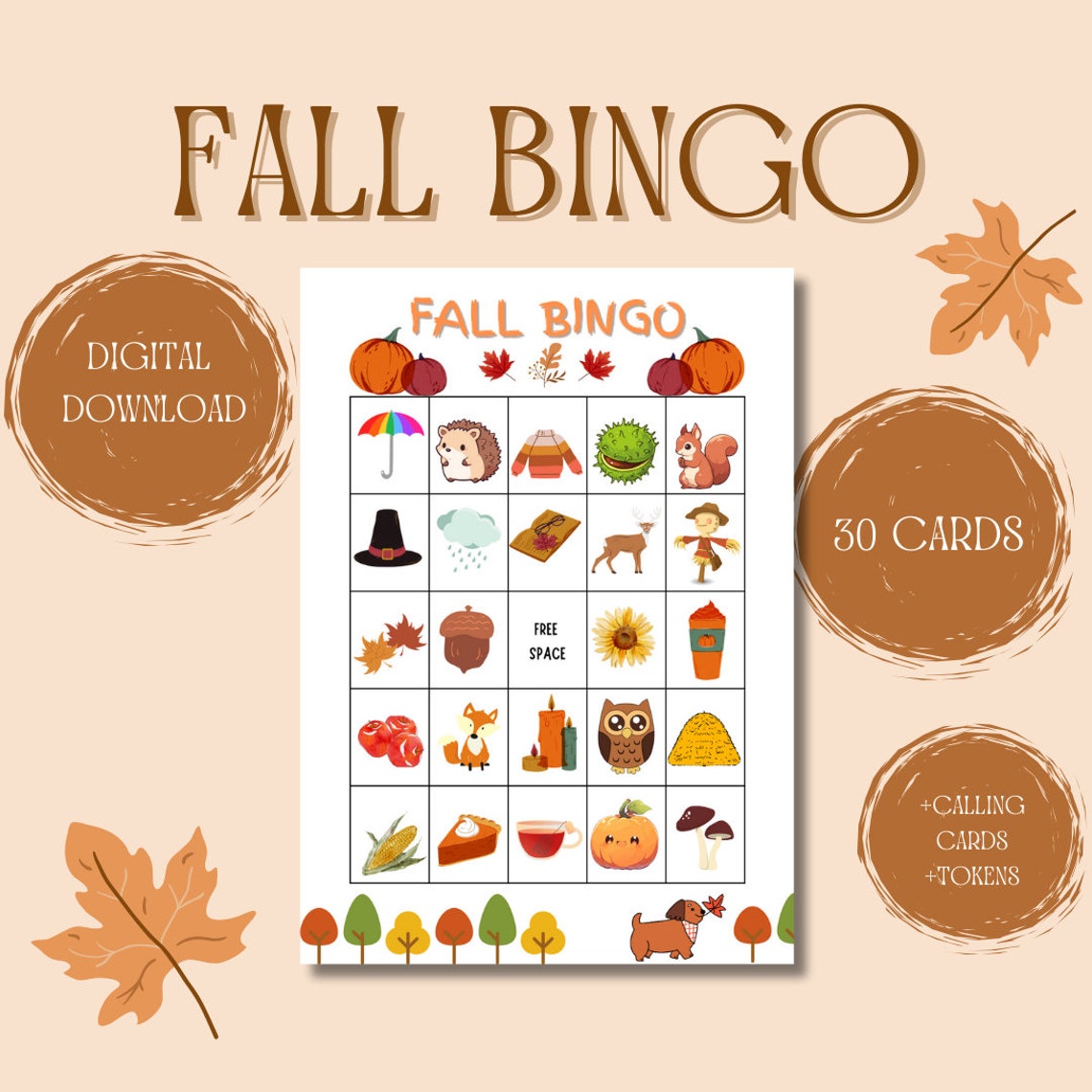 Fall Bingo Cards, 30 Bingo Cards, Printable Bingo Cards, Fall Activity ...