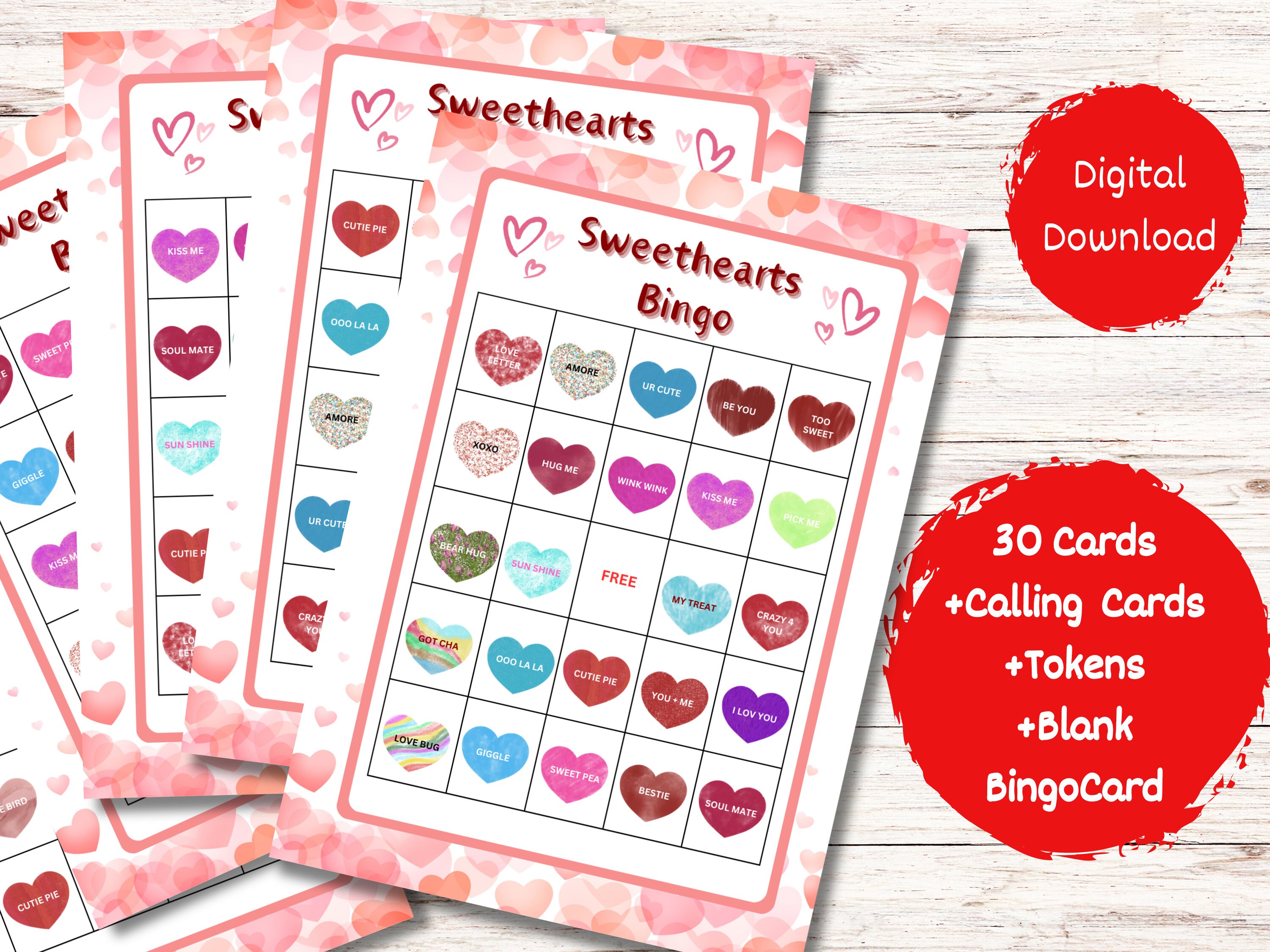 Sweethearts Bingo, Conversation Hearts Bingo, Valentines Bingo ...