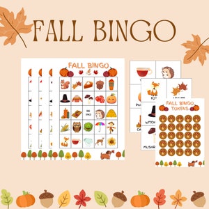Fall Bingo Cards, 30 Bingo Cards, Printable Bingo Cards, Fall Activity ...