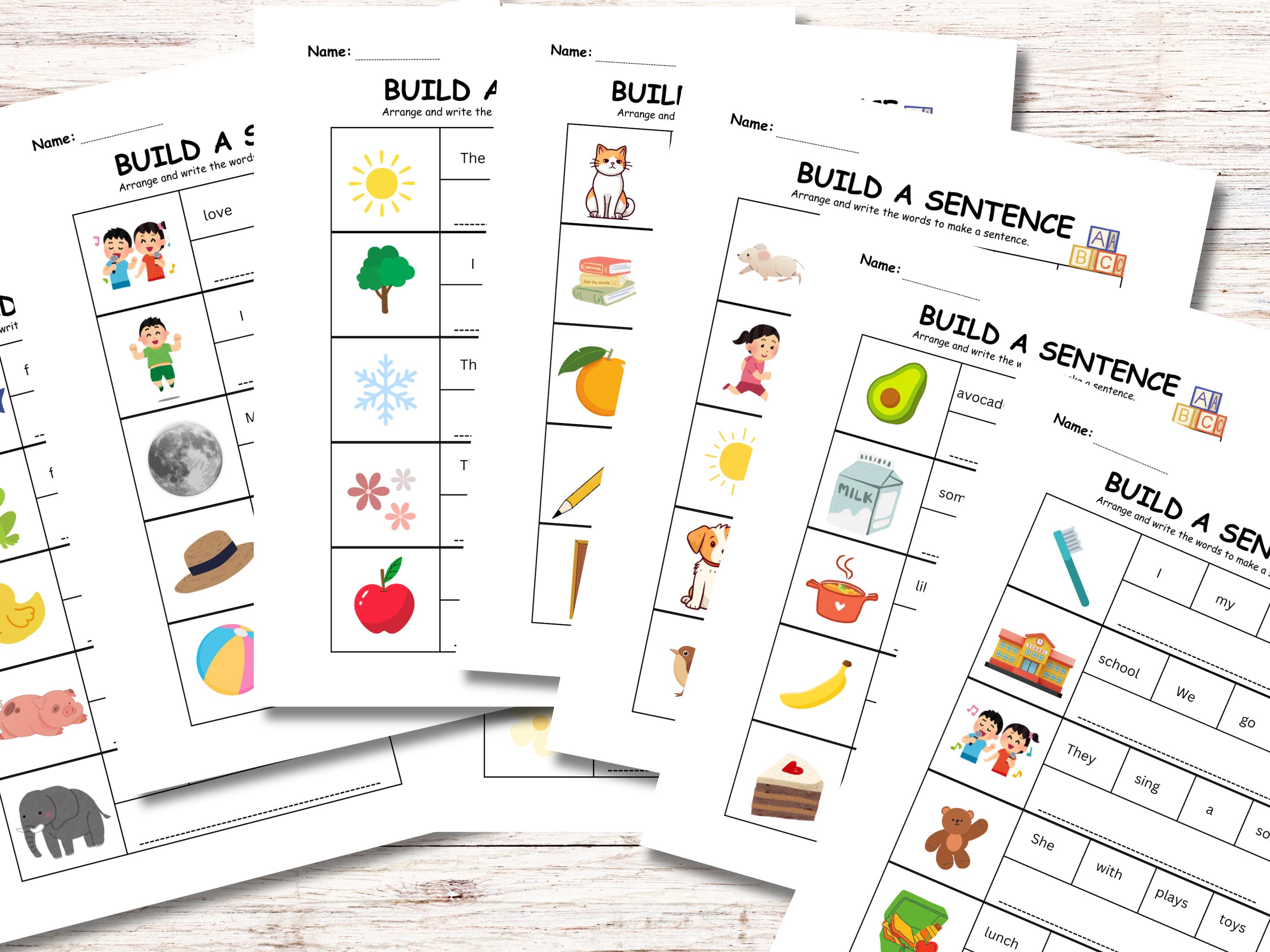 100 Build the Sentence Worksheets, Printable Sentences Writing Practice ...