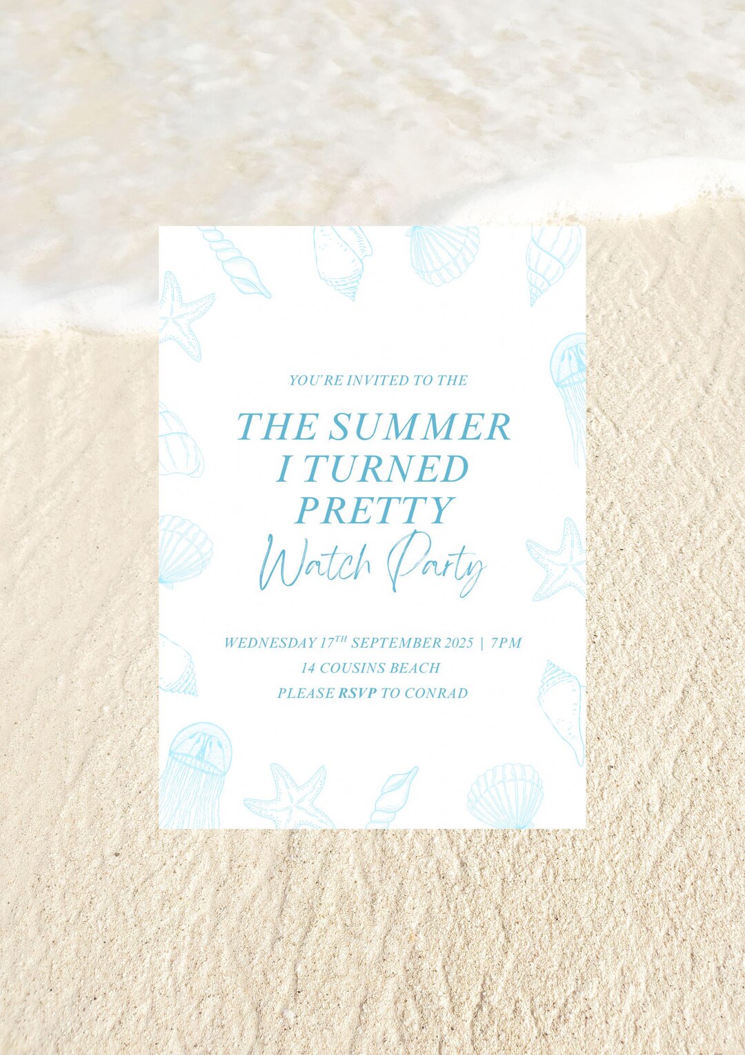 The Summer I Turned Pretty Watch Party Invitation • Digital Editable ...
