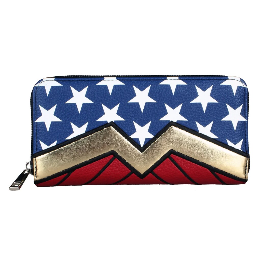 NEW Wonder Woman Zip Around Wallet DC Comics Red, White & Blue W/ Gold ...