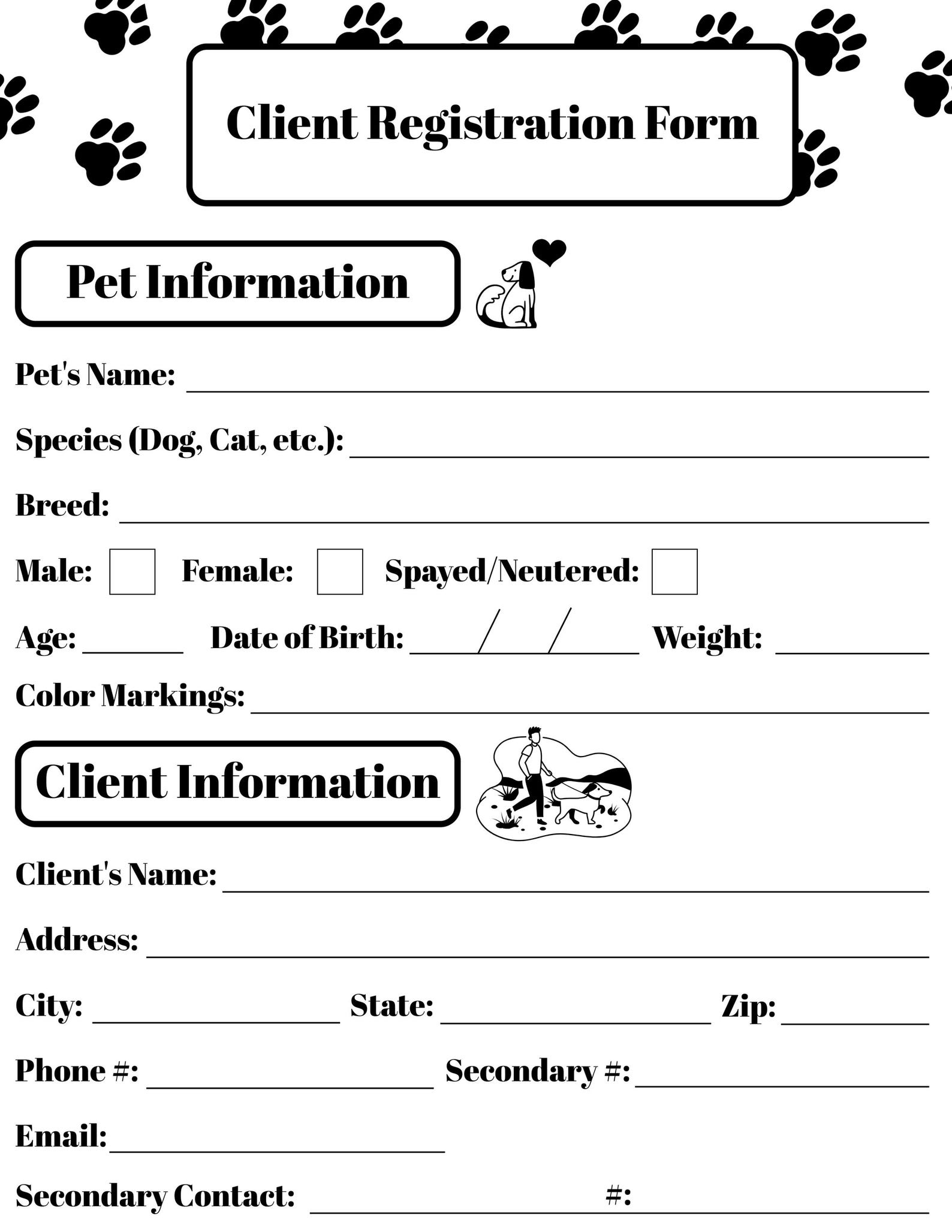 Editable Pet Client Registration & Consent Form for Grooming, Pet ...