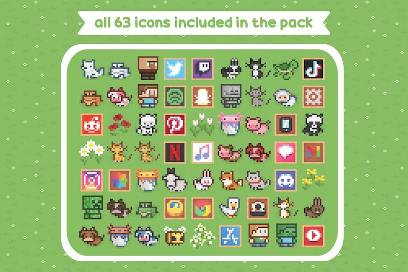Cute Pixel Minecraft Icon Pack | App Icon Set With Wallpaper ...