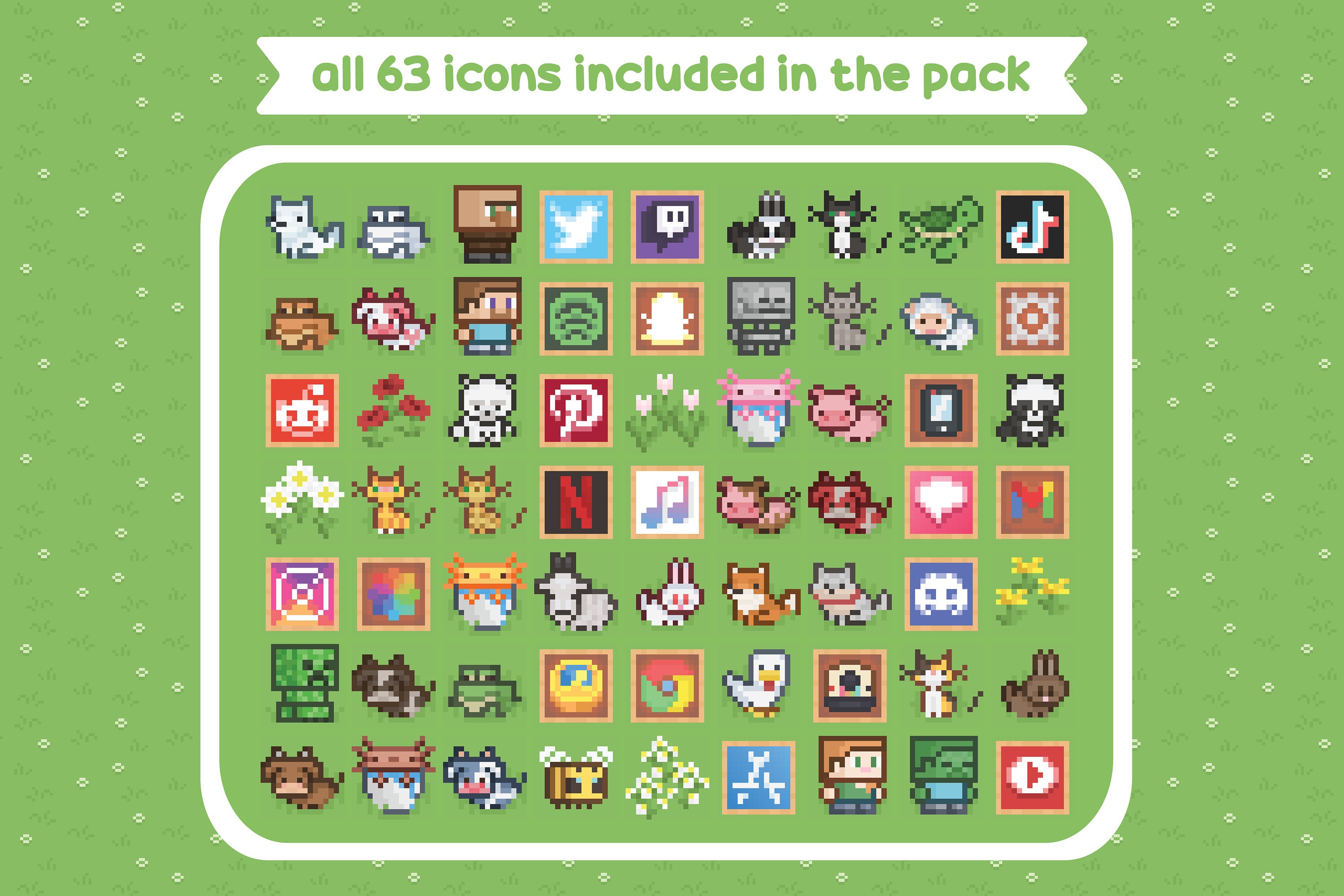 Cute Pixel Minecraft Icon Pack | App Icon Set With Wallpaper ...