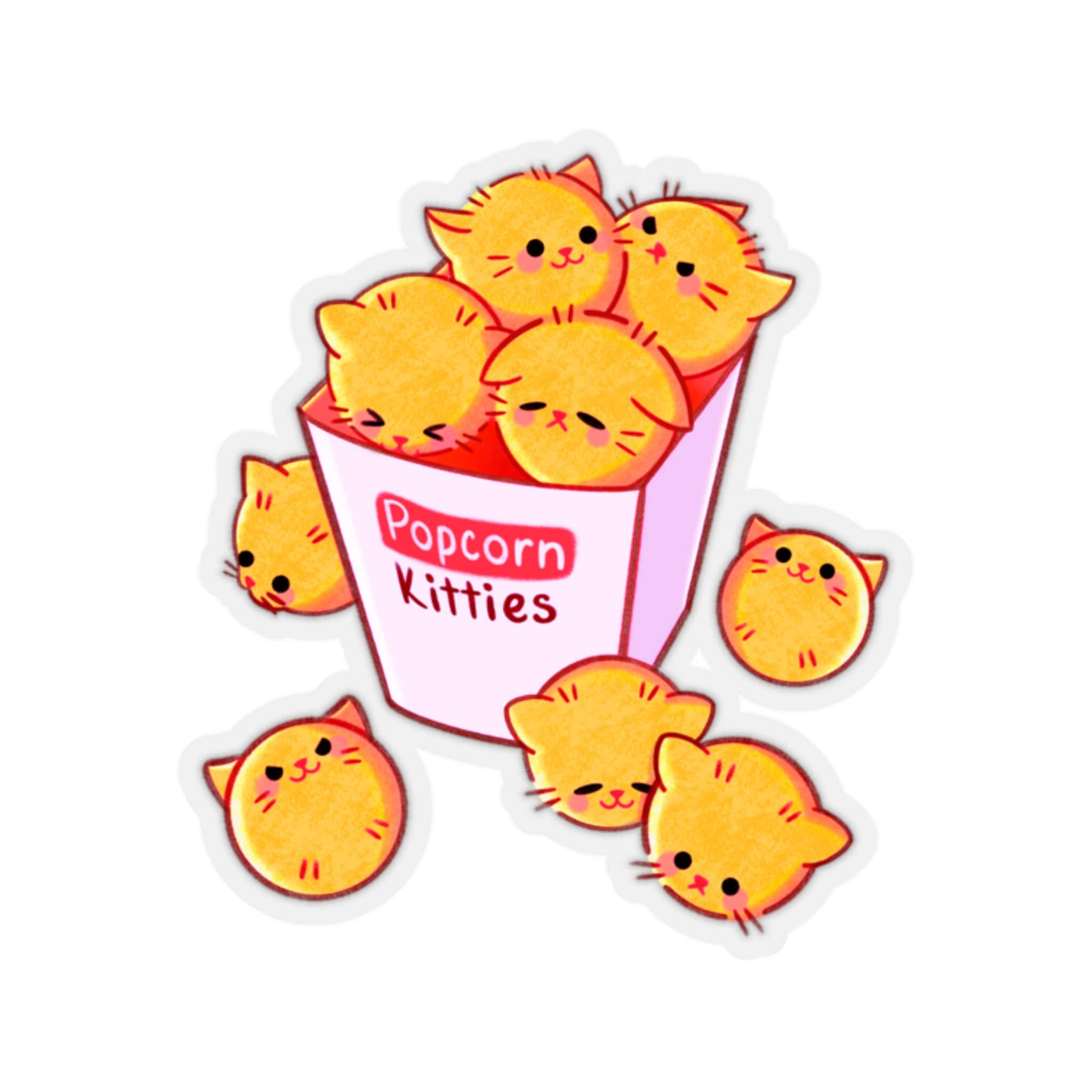 Cute Popcorn Cat Sticker, Anime Chibi Cat Graphic Sticker, Sticker Gift ...