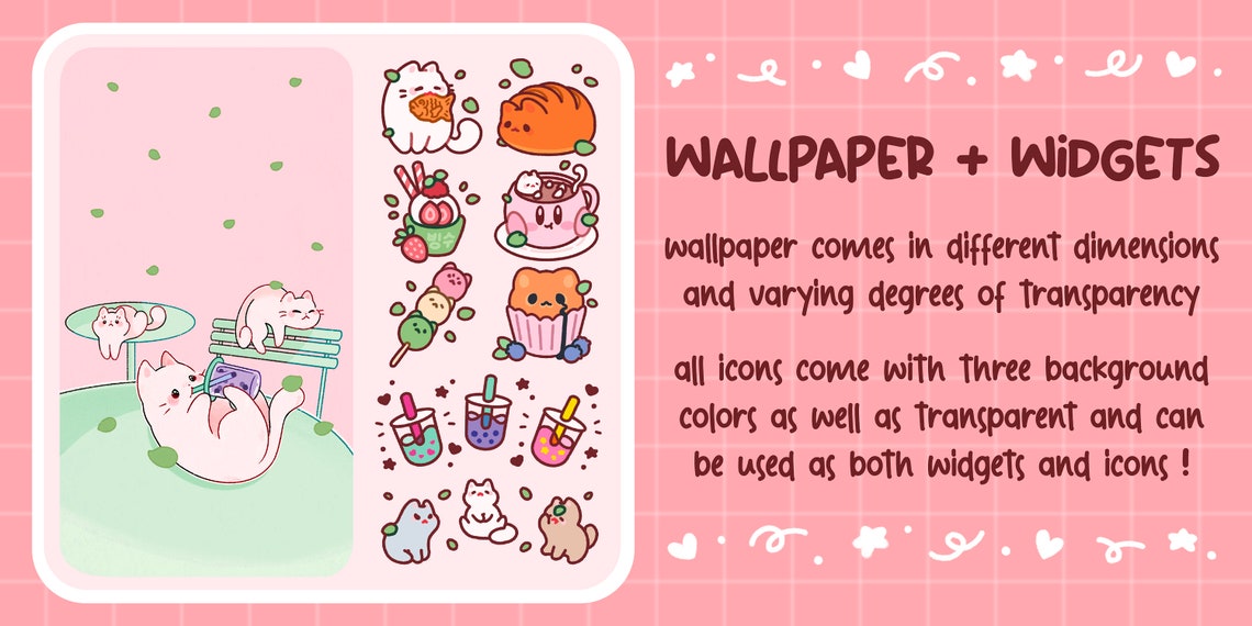 Cute Cat Café Icon Pack | App Icon Set With Wallpaper | Aesthetic Phone ...