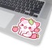 Cute Strawberry Cat Sticker, Silly Fruit Kitty Sticker Gift for Cat ...