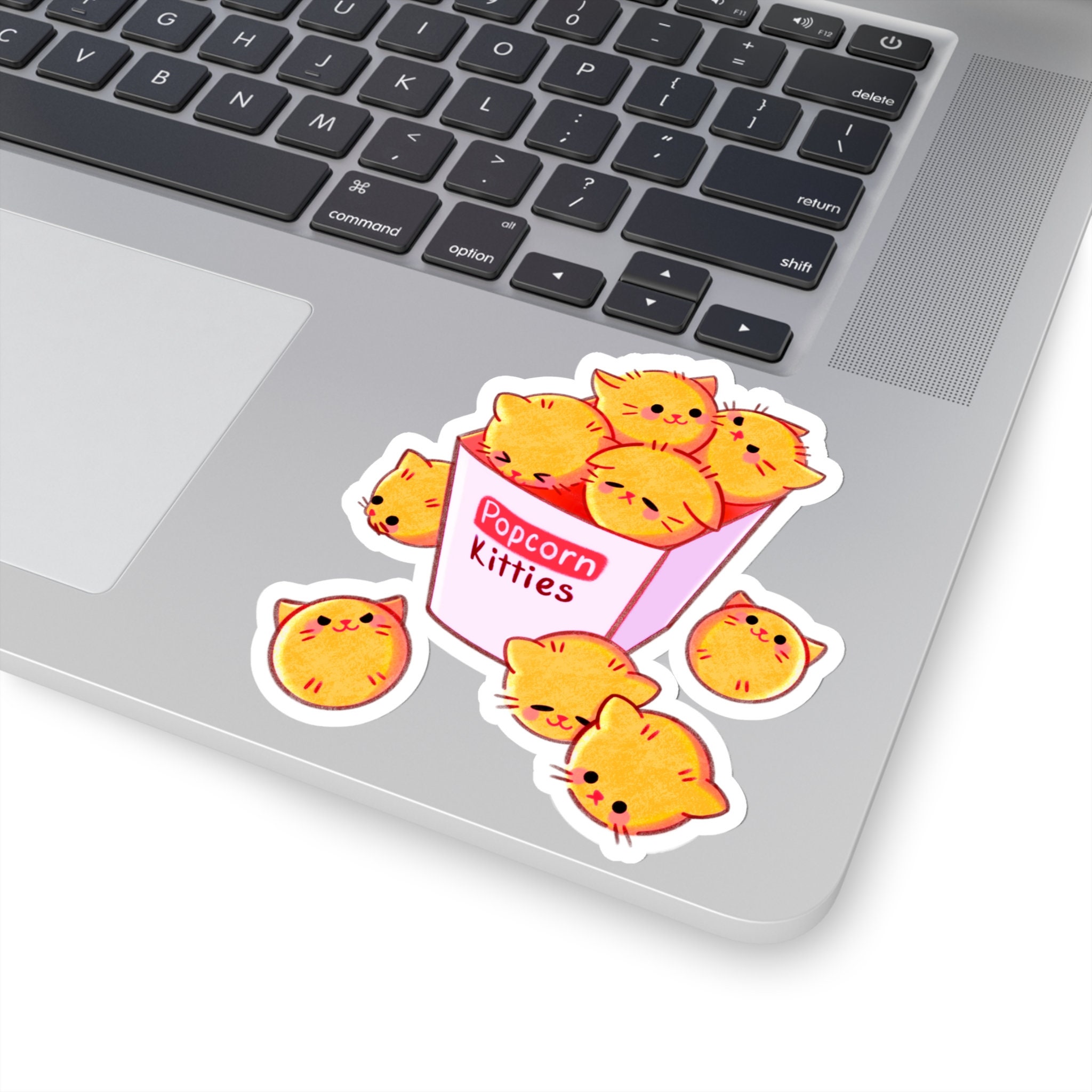 Cute Popcorn Cat Sticker, Anime Chibi Cat Graphic Sticker, Sticker Gift ...