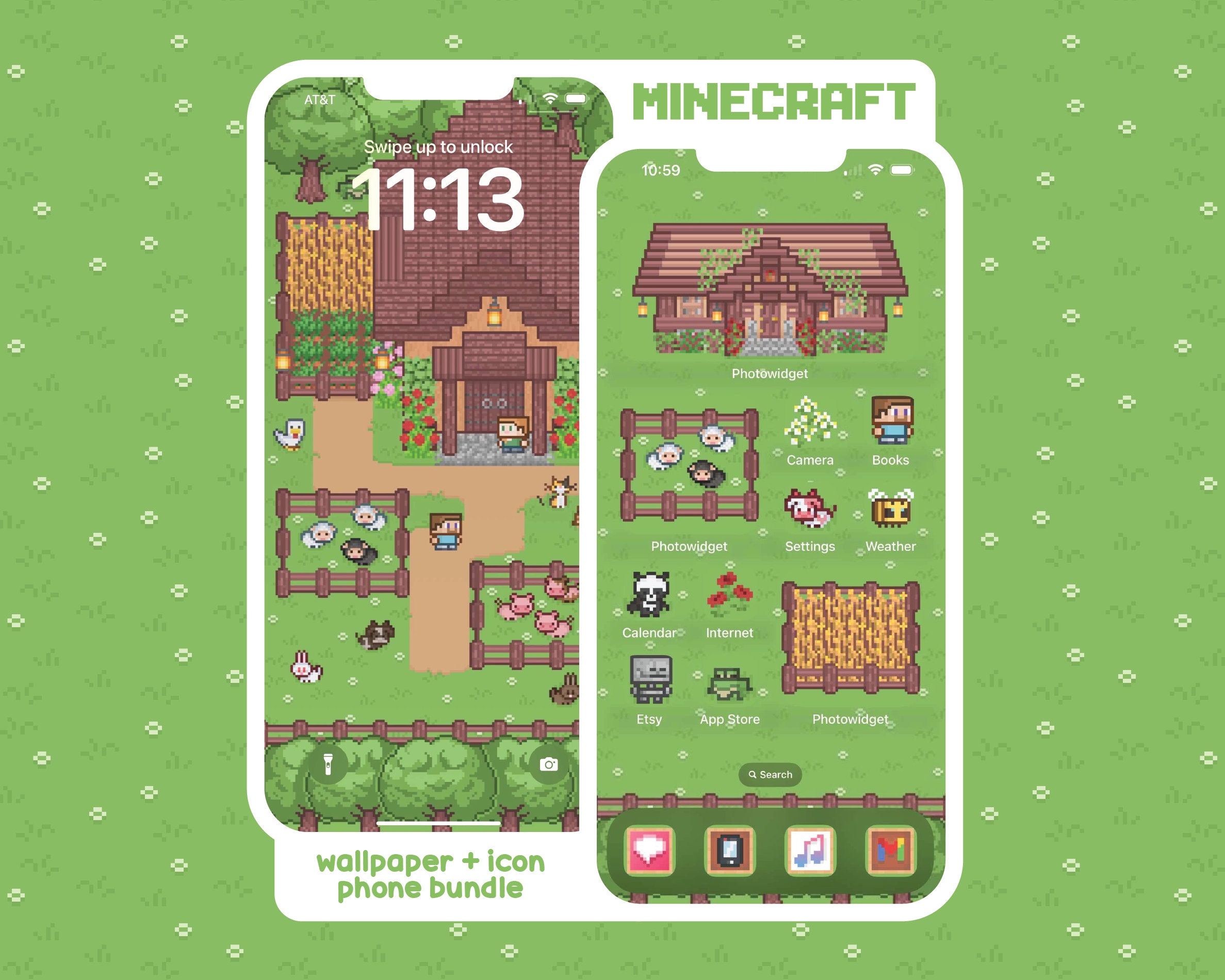 Cute Pixel Minecraft Icon Pack | App Icon Set With Wallpaper ...