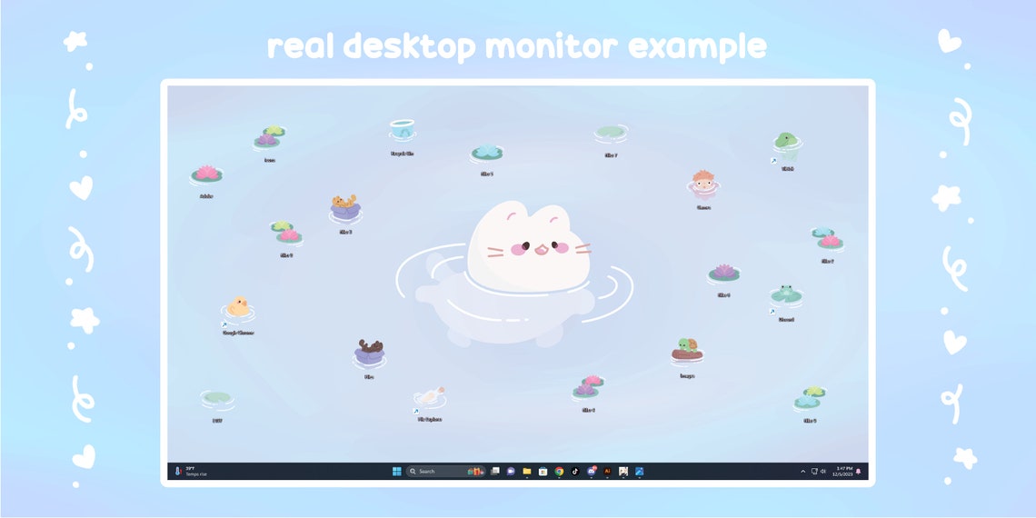 Swimming Kitty Desktop Icon Pack | App + Folder Icon Set With Kawaii ...
