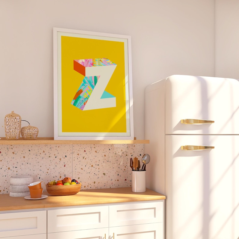 Personalised Isometric Letter Z Art Print – Bold Alphabet Wall Art With ...