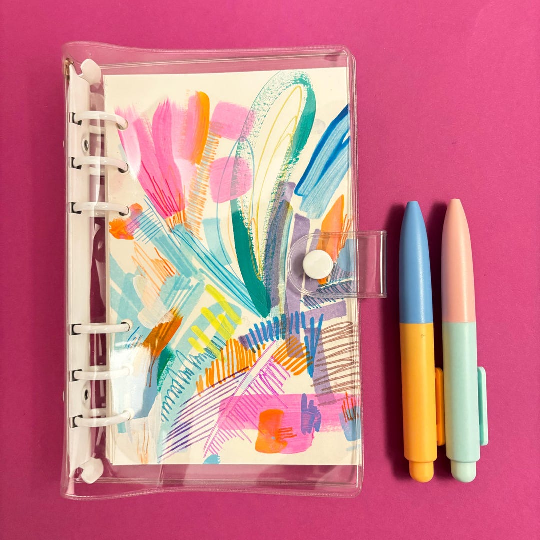 Hand-painted Binder and Retro Ballpoint Pens: Original Art Journal ...
