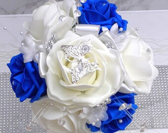 Baby Blue and White Rose Artificial Wedding Flower Collection - Etsy