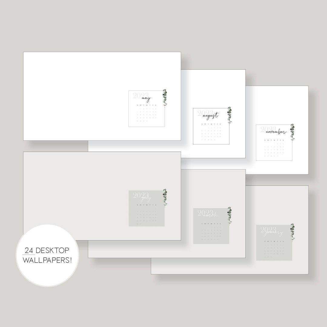 Neutral Desktop Wallpaper With 2023 Calendars - 24 Total Wallpapers - Etsy