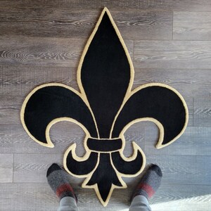 Fleur De Lis Handmade Rug (new Orleans Saints Colors) - Etsy