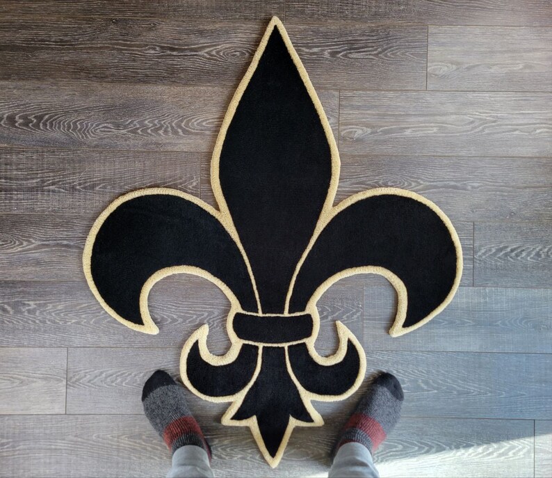 Fleur De Lis Handmade Rug (new Orleans Saints Colors) - Etsy