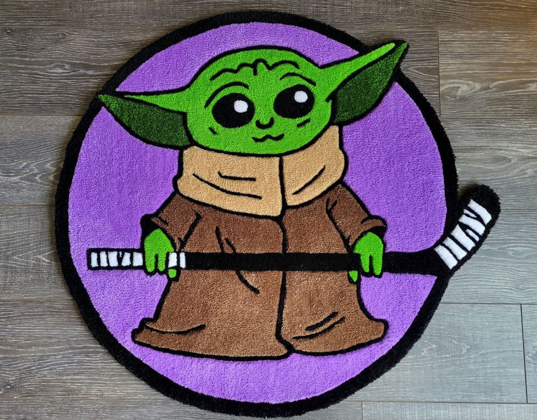 Baby Yoda Hockey Handmade Rug purple - Etsy