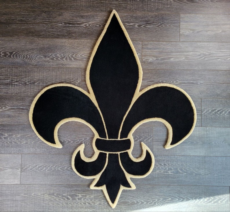 Fleur De Lis Handmade Rug (new Orleans Saints Colors) - Etsy
