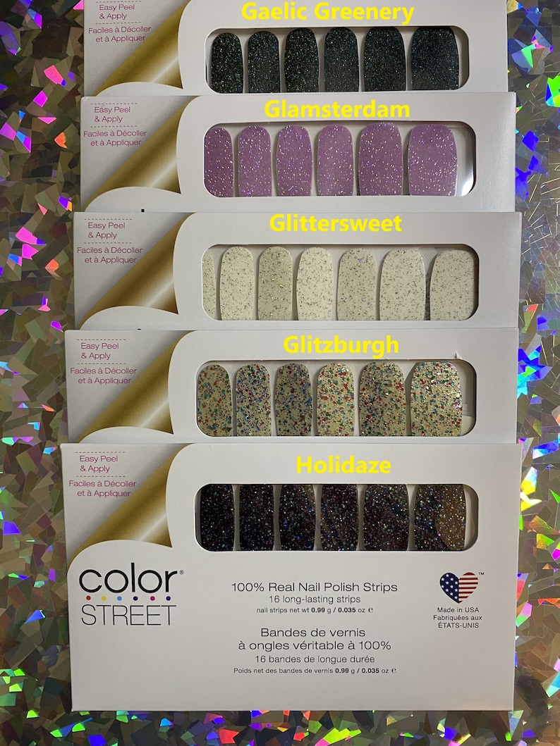 Color Street Nail Strips GLITTERS 100% Real Nail Polish Made in the USA ...