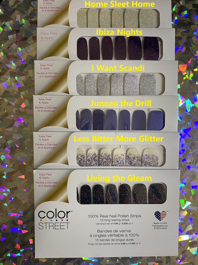 Color Street Nail Strips GLITTERS 100% Real Nail Polish Made in the USA ...