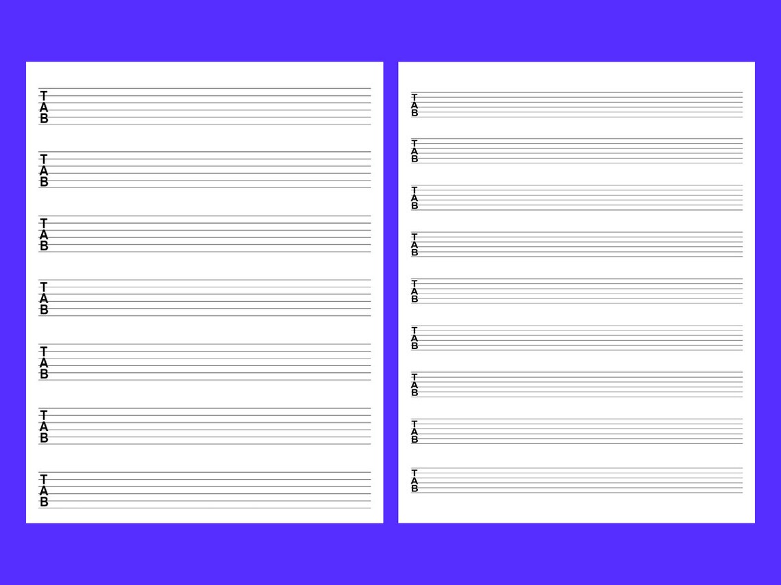 Printable Guitar Sheet Music Bundle for Musicians Blank Guitar Tab for ...
