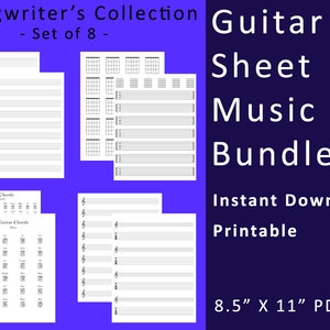 Printable Guitar Sheet Music Bundle for Musicians Blank Guitar Tab for ...