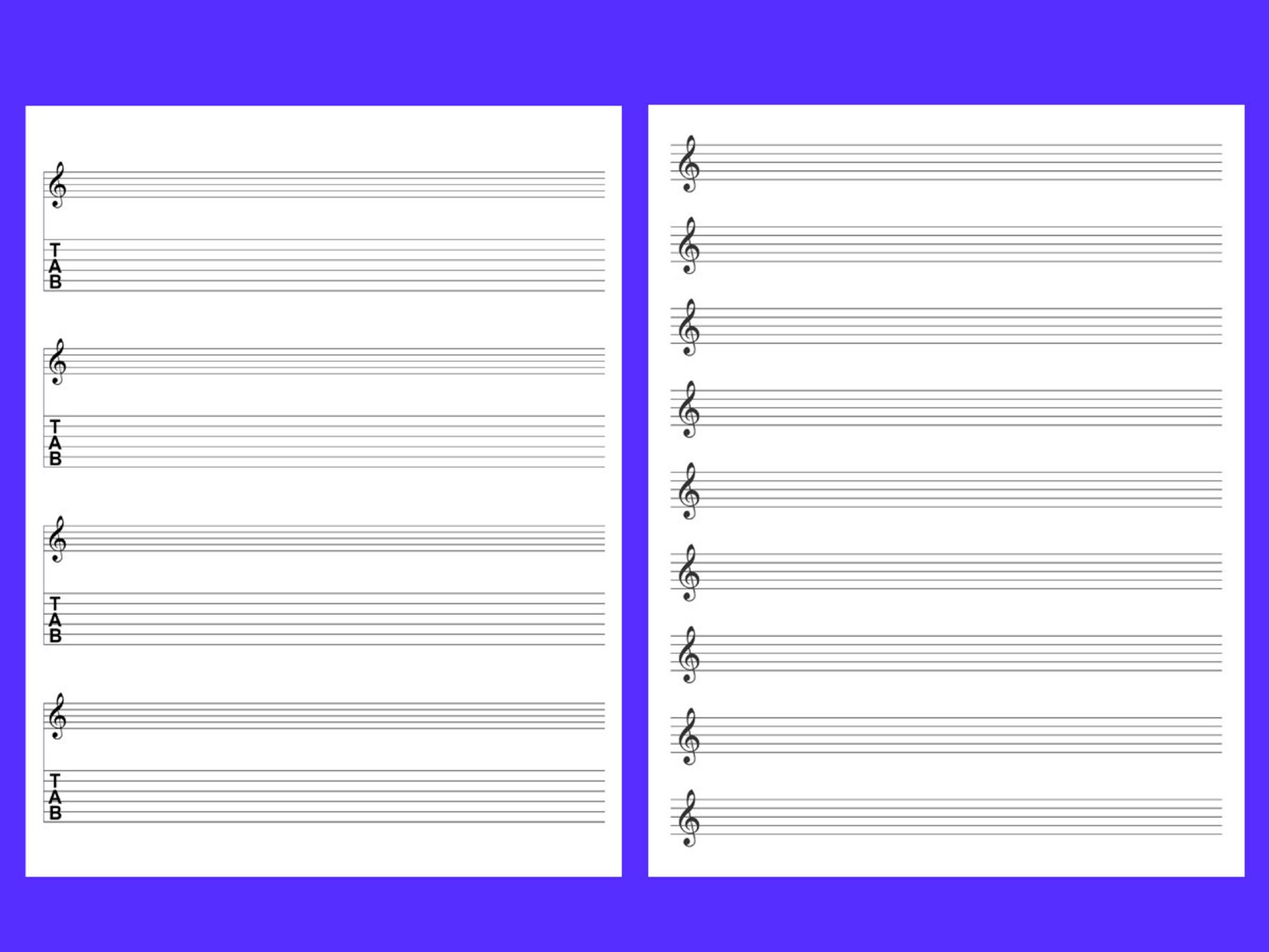 Printable Guitar Sheet Music Bundle for Musicians Blank Guitar Tab for ...