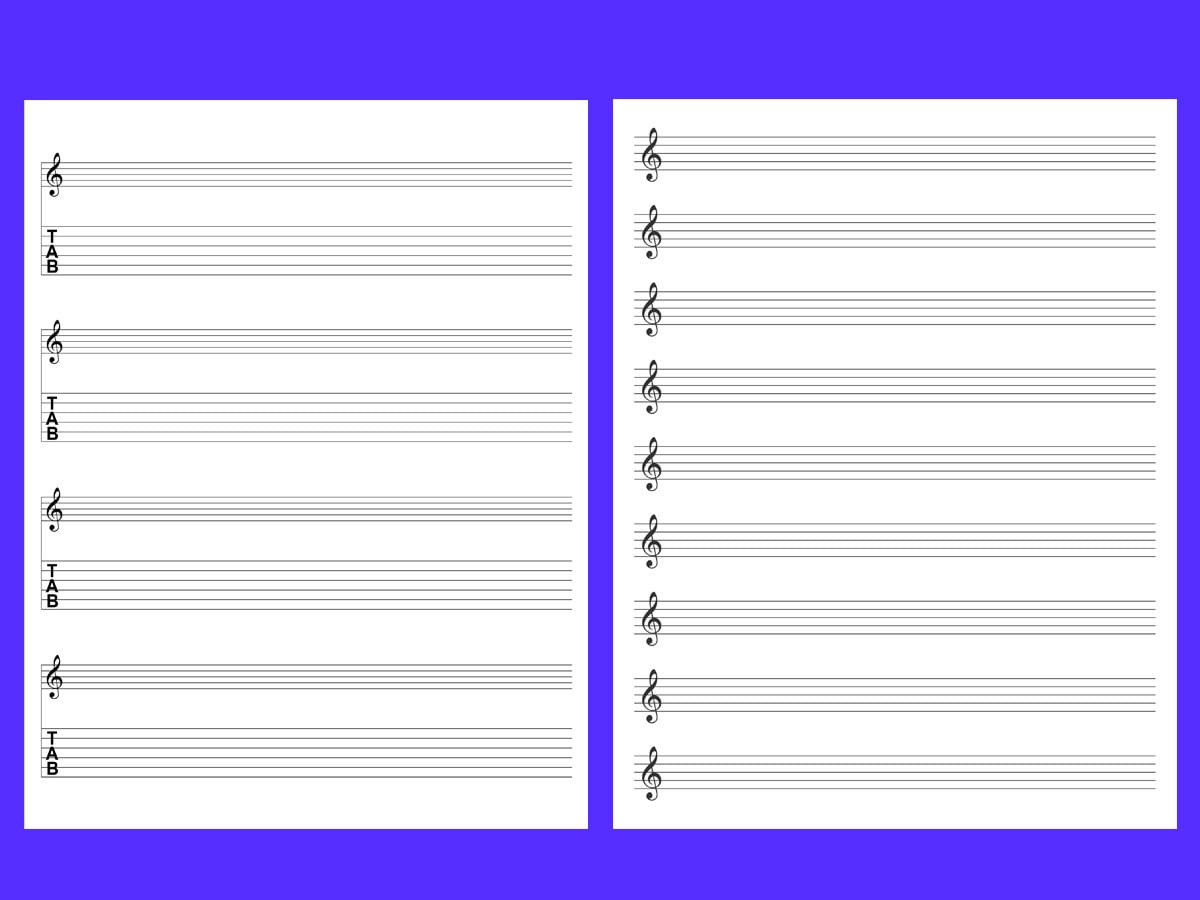 Printable Guitar Sheet Music Bundle for Musicians Blank Guitar Tab for ...