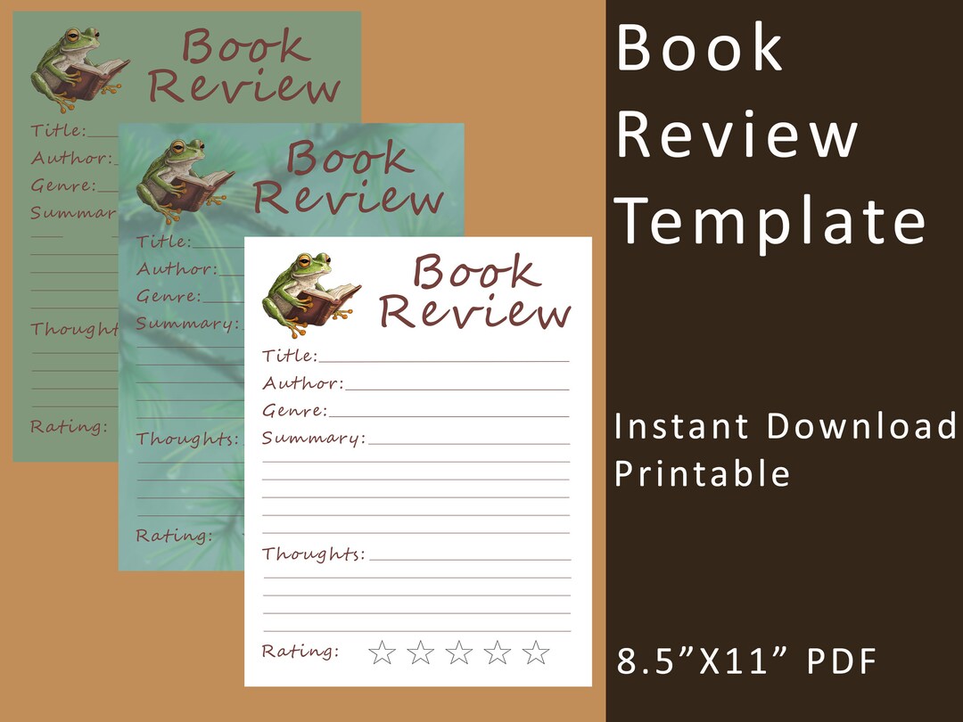 Book Review Template | Digital Book Log Instant Download for Tablet ...
