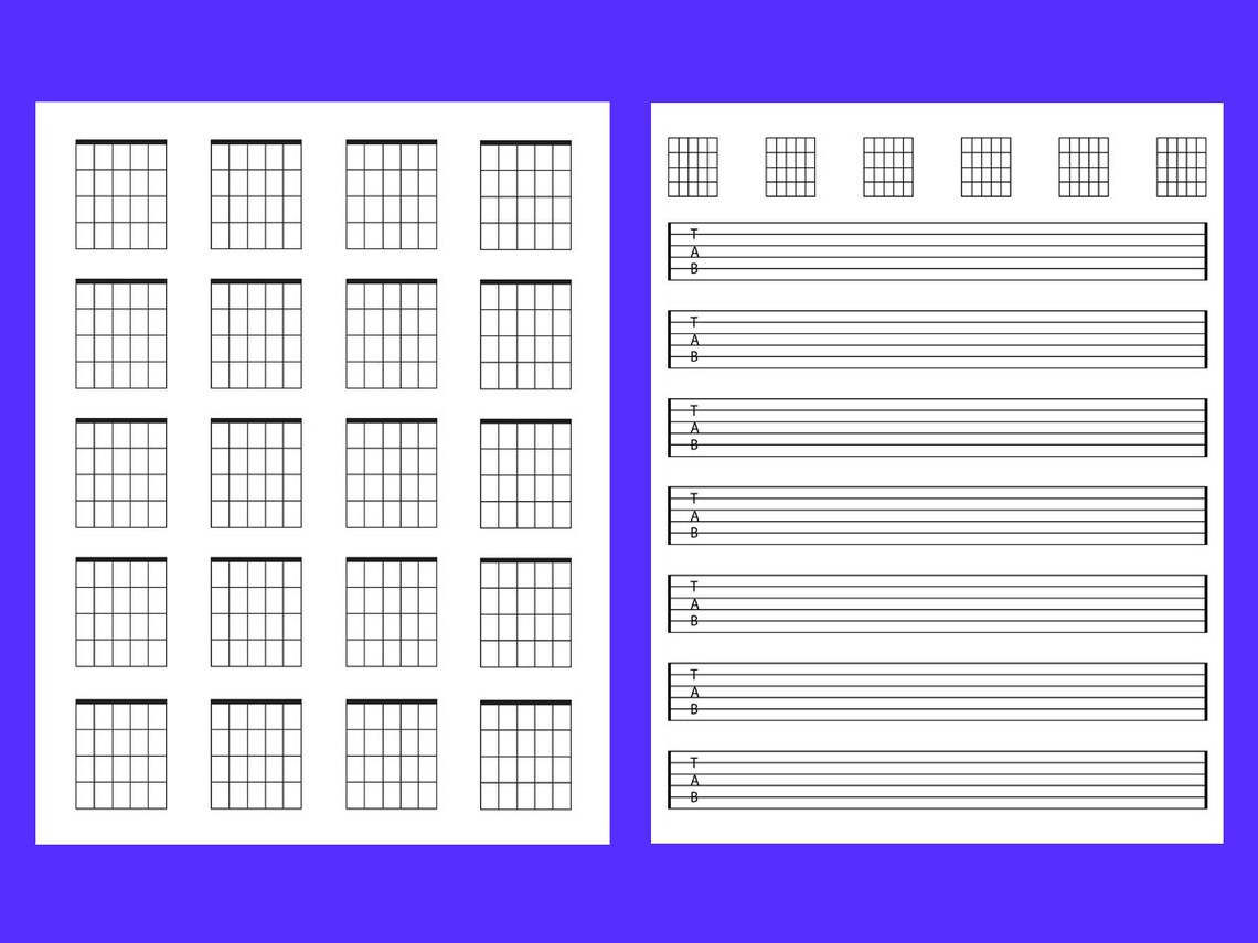Printable Guitar Sheet Music Bundle for Musicians Blank Guitar Tab for ...