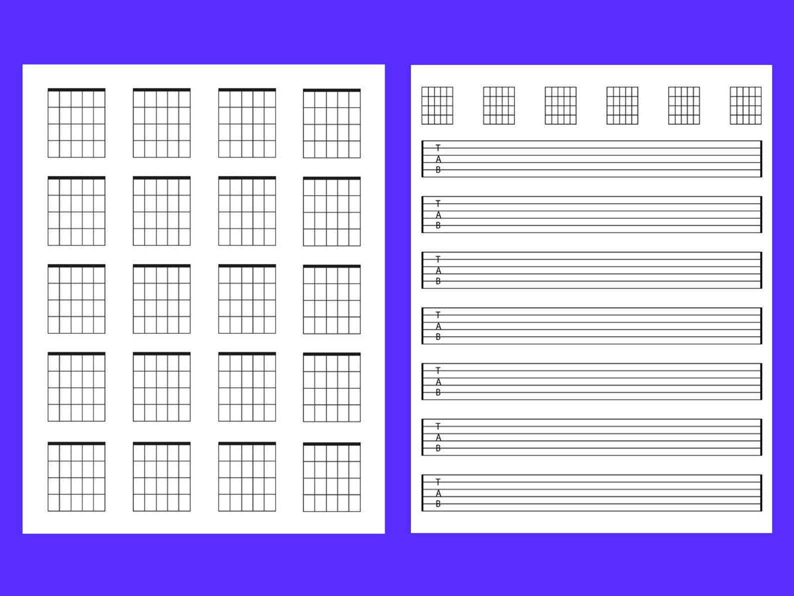 Printable Guitar Sheet Music Bundle for Musicians Blank Guitar Tab for ...