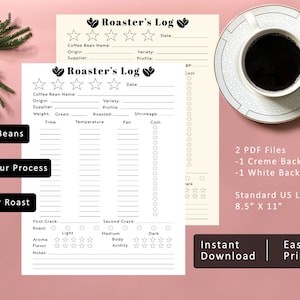 Coffee Roasting Log Printable Template | Instant Download | Home ...