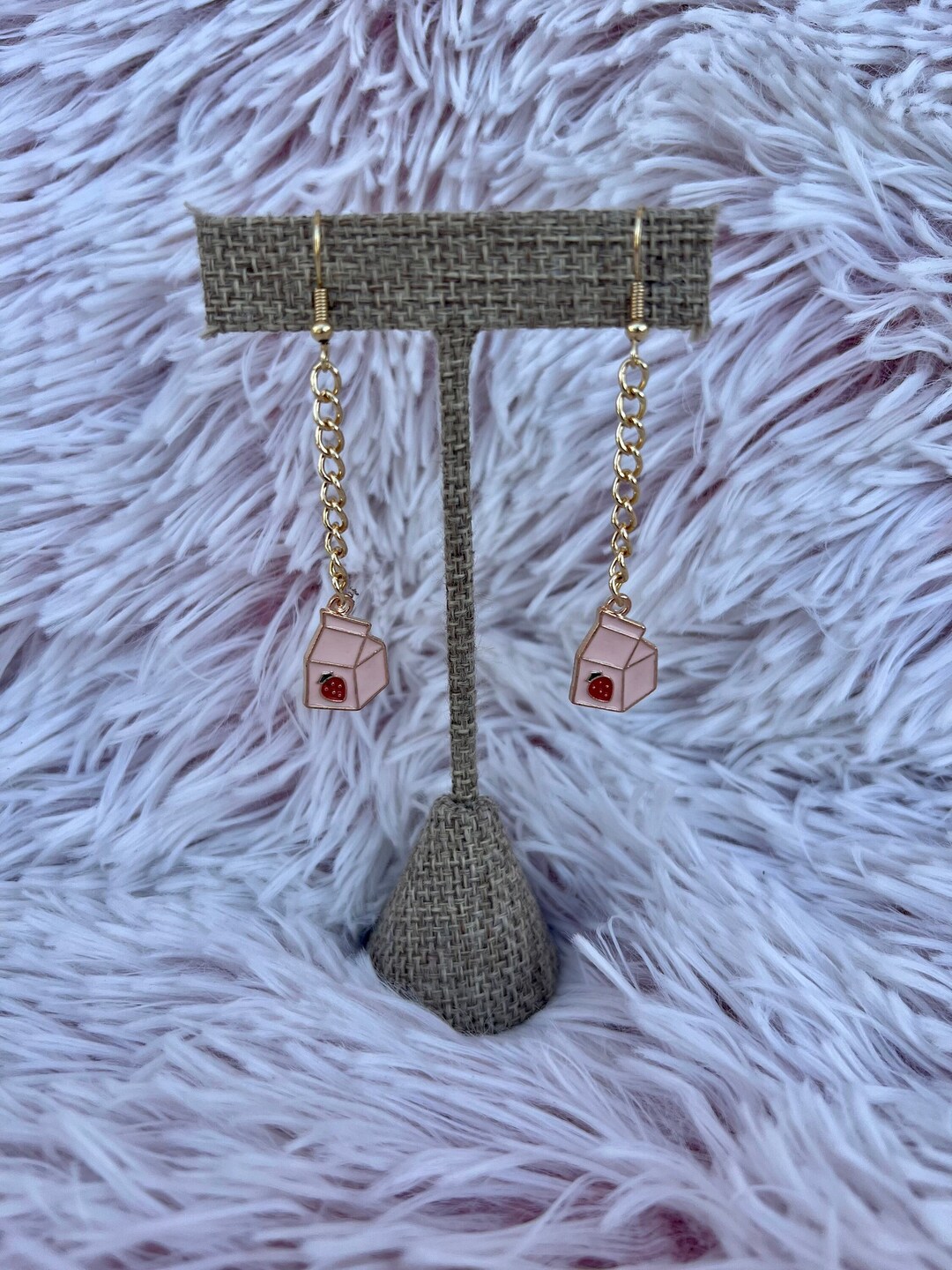 Strawberry Juice Box Chain Earrings - Etsy