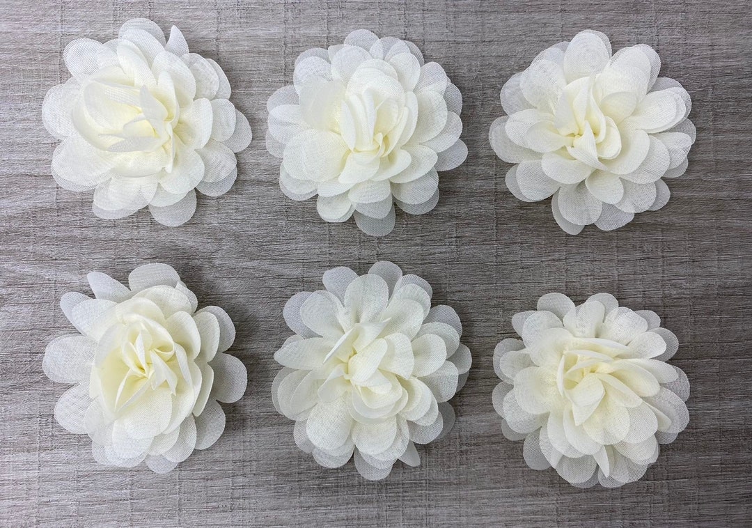 Ivory Chiffon Flower DIY Flower Hair Accessory Flower Set of 6 - Etsy