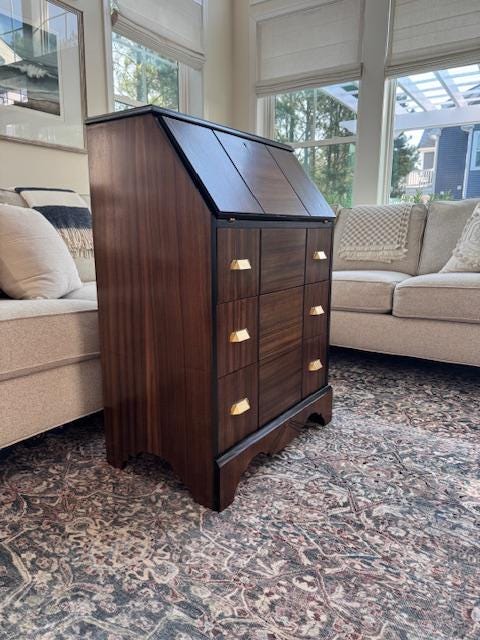 Vintage Secretary Desk/mid-century Modern Drop Front Desk With Drawers ...