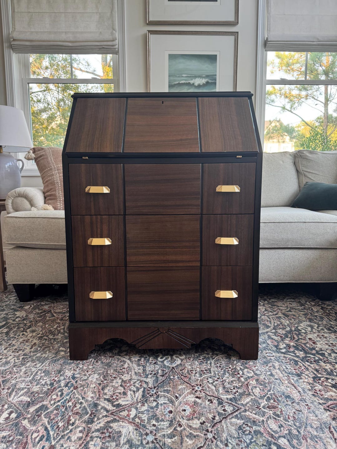 Vintage Secretary Desk/mid-century Modern Drop Front Desk With Drawers ...
