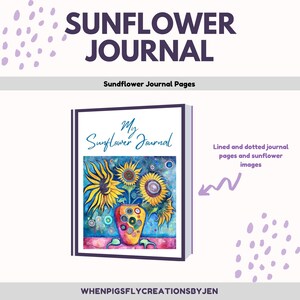 Funky Sunflower Printable Journal - Perfect Diary or Gratitude Journal ...